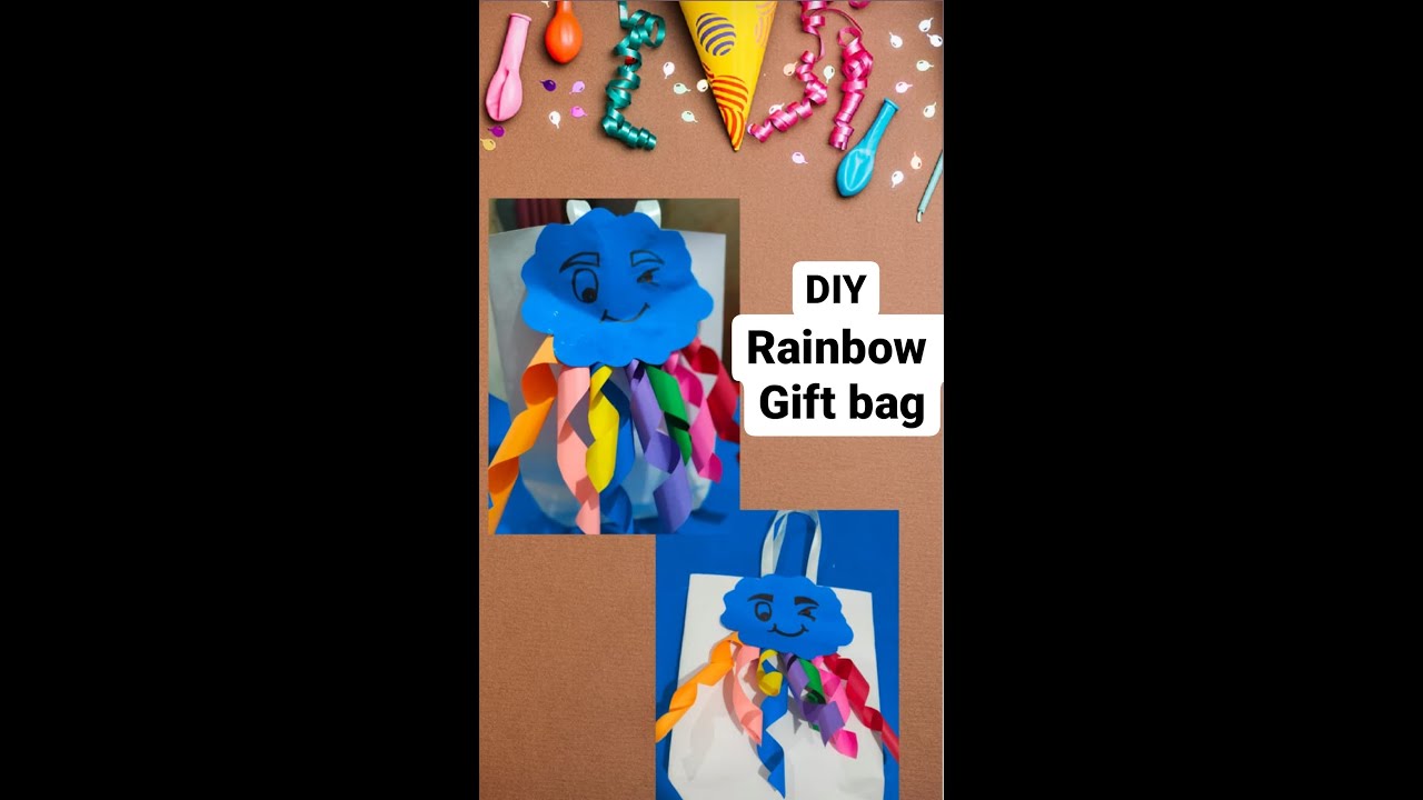 DIY rainbow gift bag - YouTube