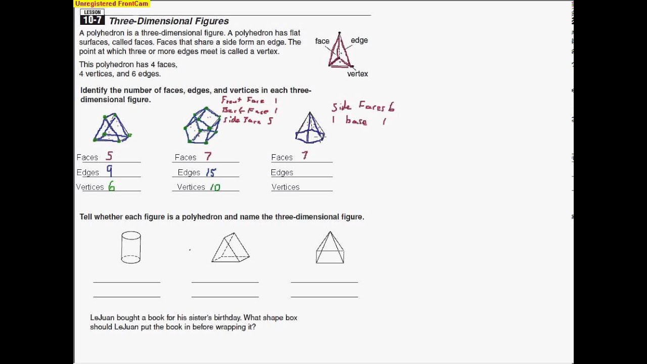 10-7 Three Dimensional Figures - YouTube