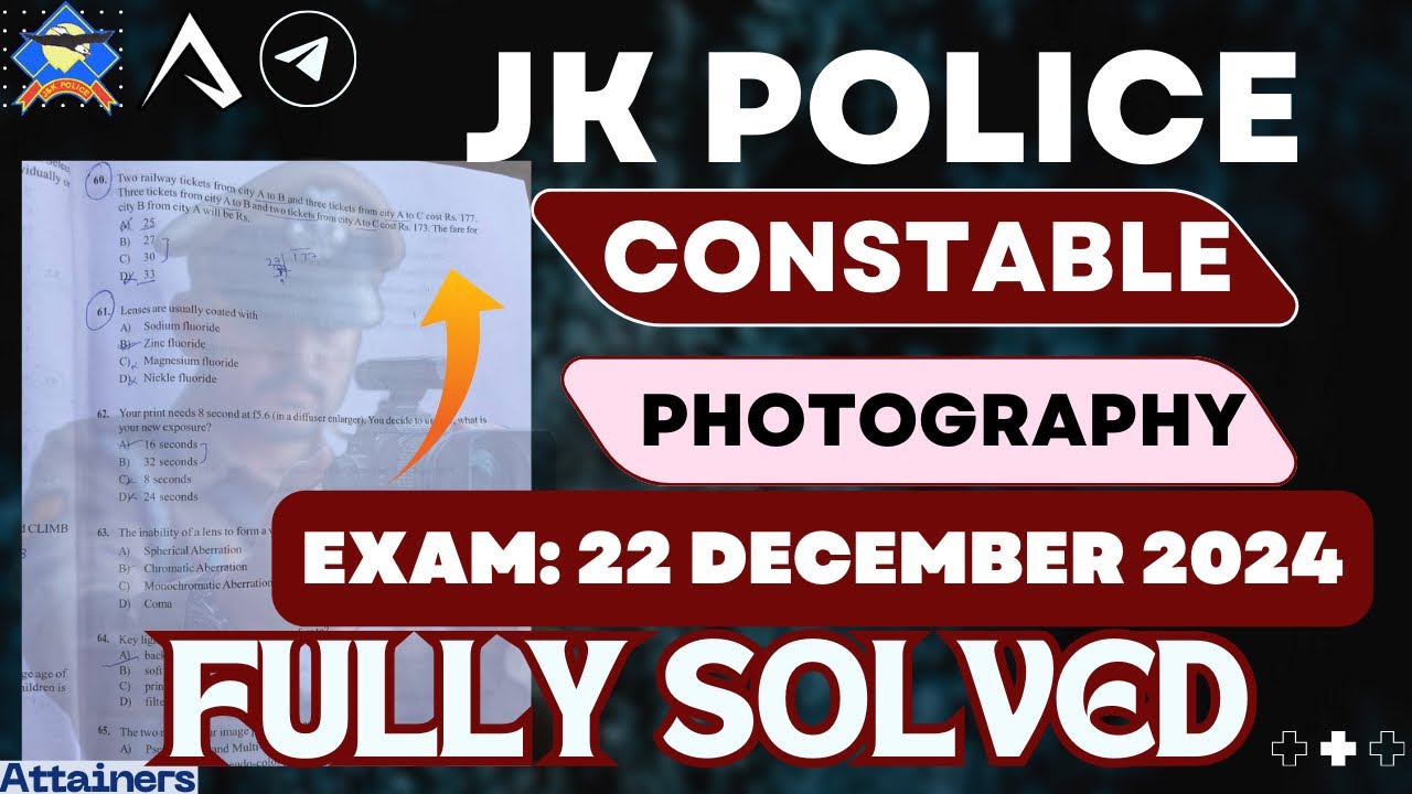 JKP Constable Photography Question Paper Solved 22/12/2024 JKP ...