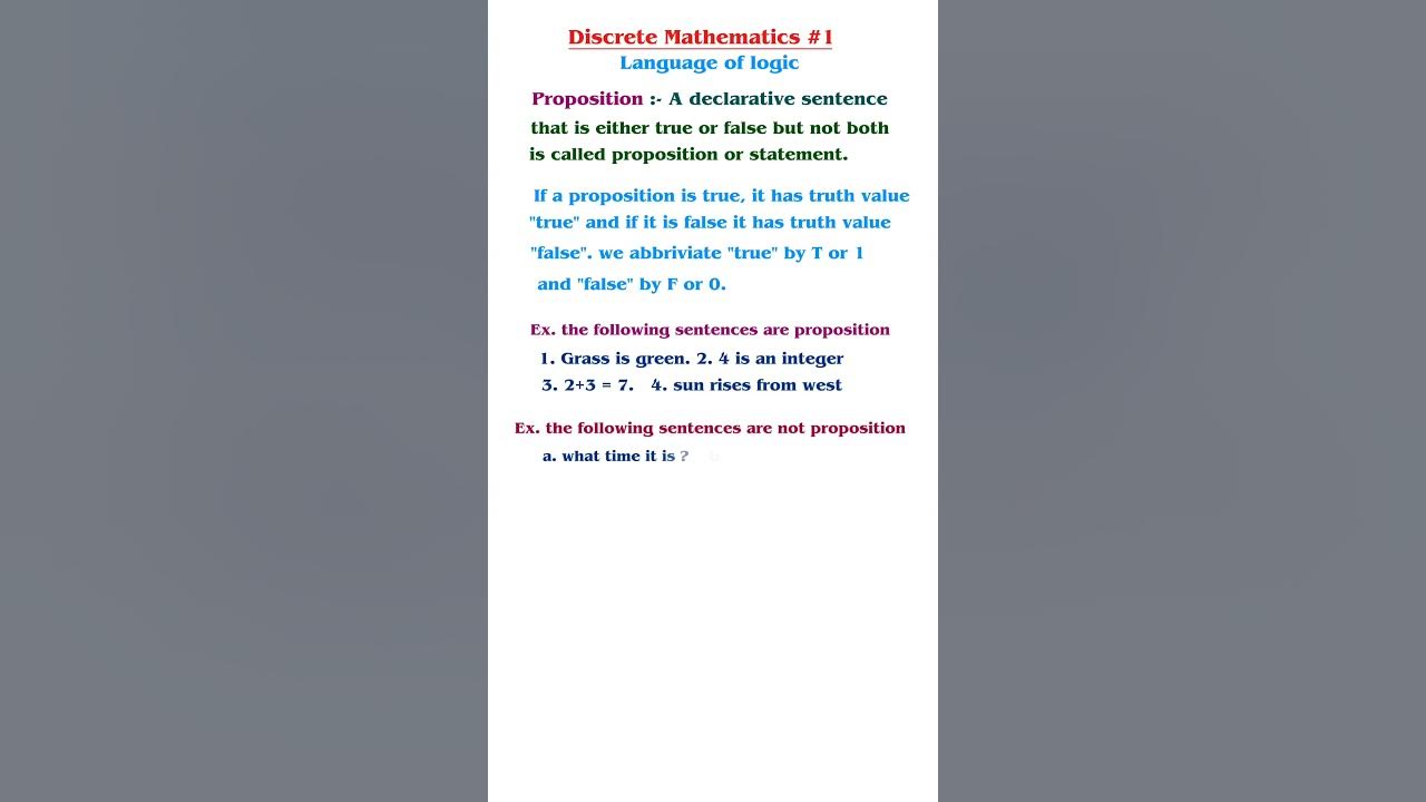 Discrete Mathematics-1 || proposition ||Language of logic|| dr gajendra pal - YouTube