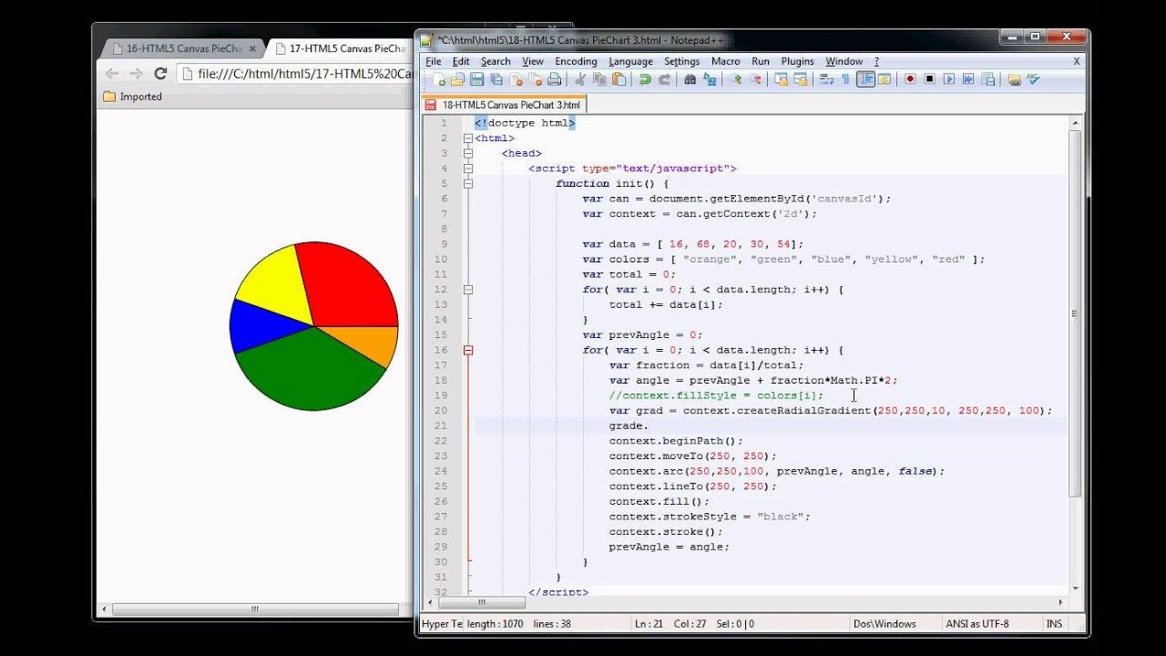 18 HTML5 Canvas PieChart 3 in Arabic - YouTube