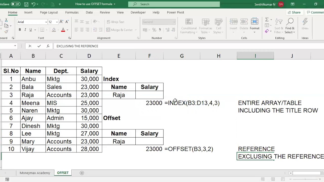 How to use Offset formula English Version - YouTube