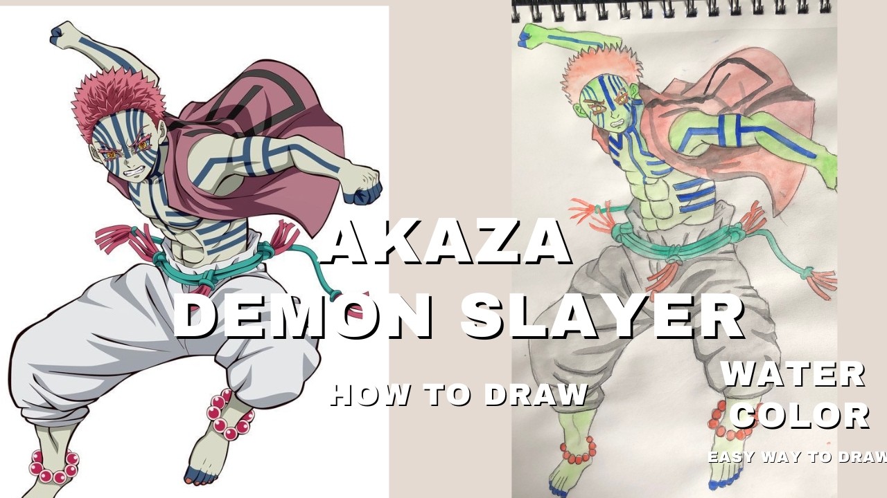 How to draw Akaza Easy step by step | Demon Slayer - YouTube