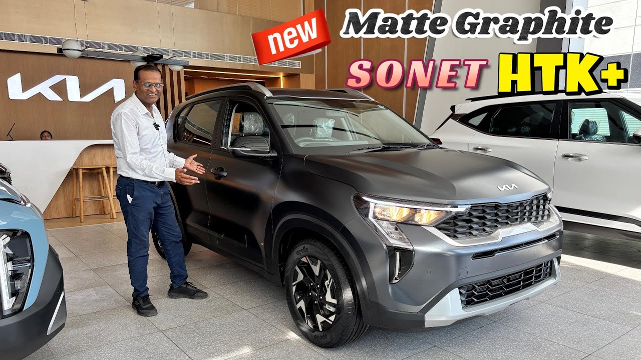 NEW KIA SONET HTK Plus MATTE GRAPHITE COLOUR ! JUST WOW ! Features ...