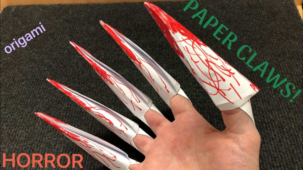 ORIGAMI HORROR CLAWS. How to make a paper claws. - YouTube