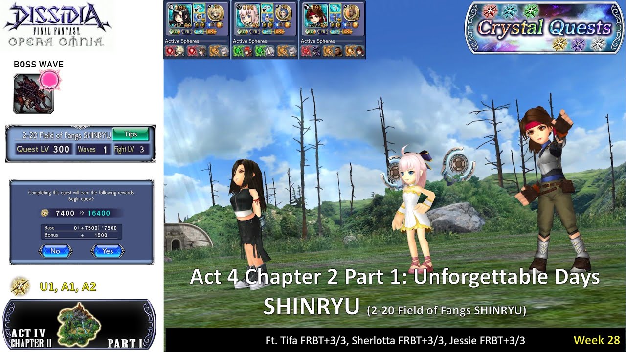 DFFOO [GL] Week 28 2 20 Field of Fangs SHINRYU (LV 3): Yellow Crystal ...