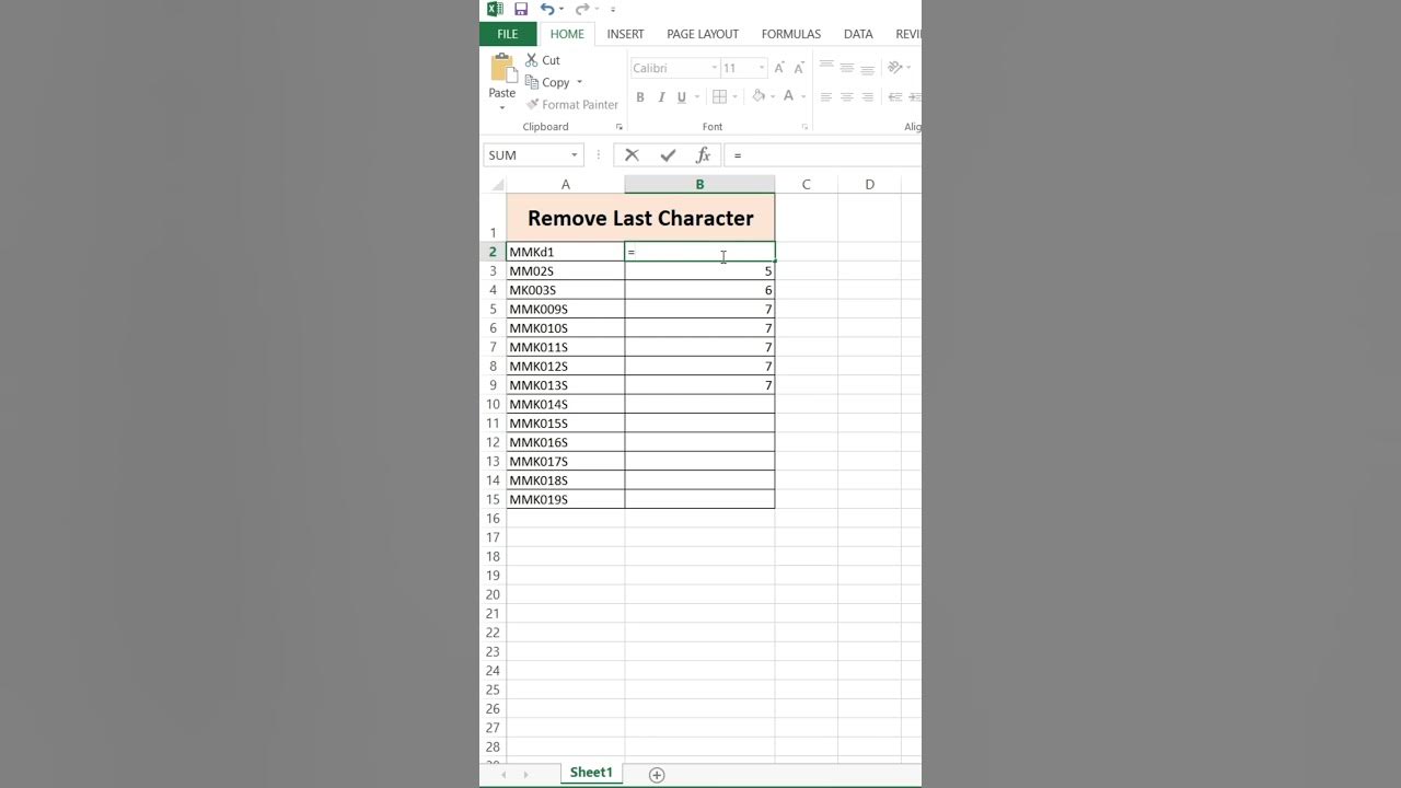 How to Remove the Last Character from Text in Excel | Easy Formula Tricks#excel - YouTube