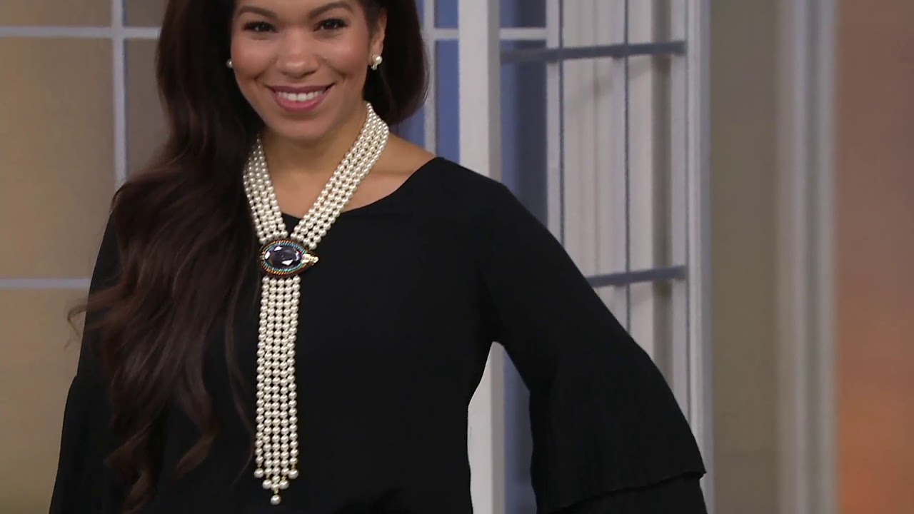 Joan Rivers V-Neck Top with Pleated Sleeves on QVC - YouTube