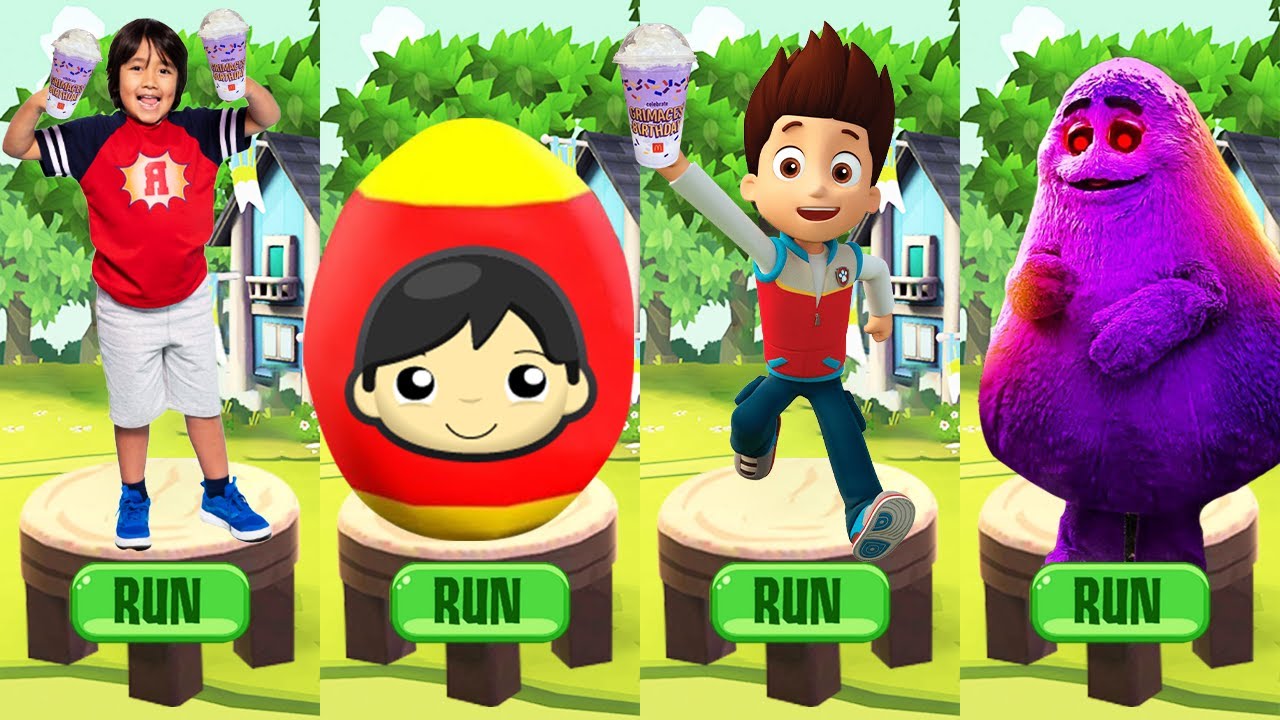 Ryan's World & PAW Patrol Try the Grimace Shake Challenge in Real Life ...