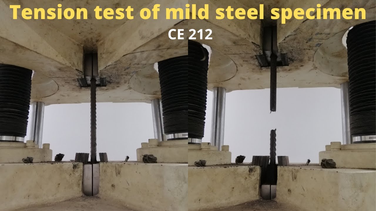 Tension test on mild steel specimen - YouTube