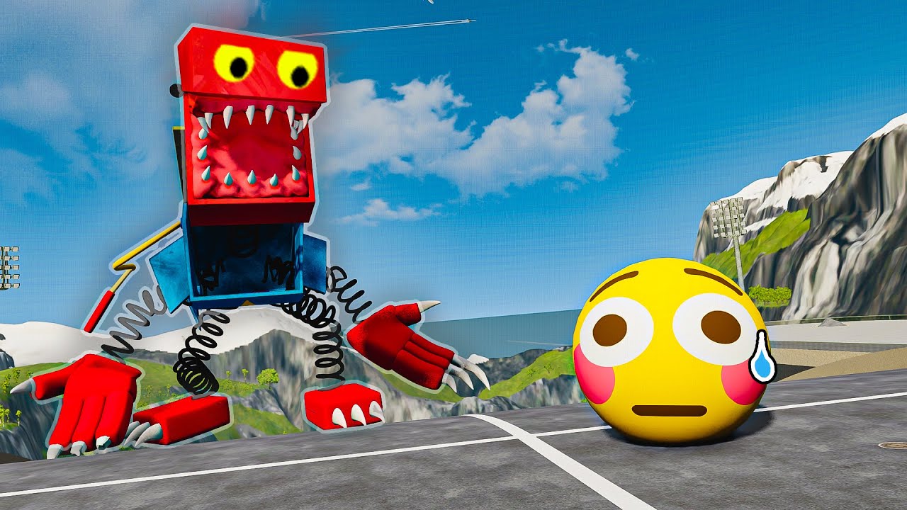 Cars and Emoji Ball Crash Test with BOXY BOO & CRAZY JUMP – BeamNG ...
