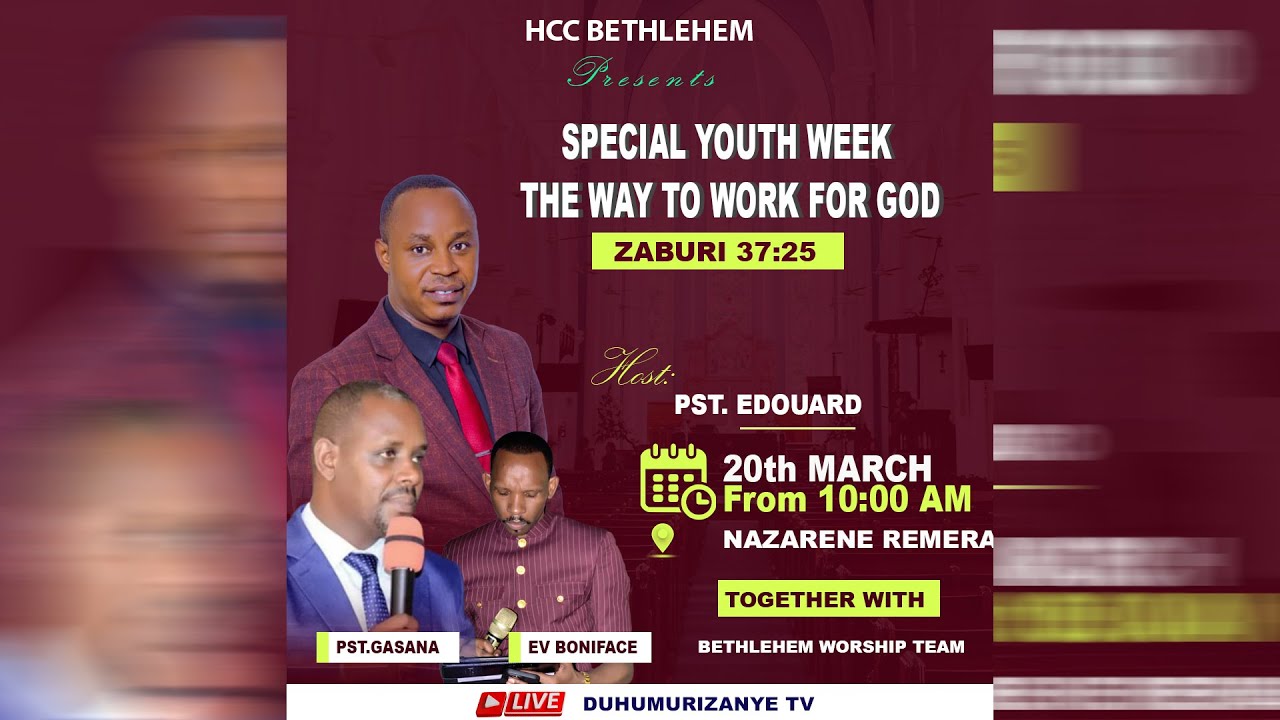 SPECIAL YOUTH WEEK / THE WAY TO SERVE GOD / WITH PASTOR EDOUARD , EV ...