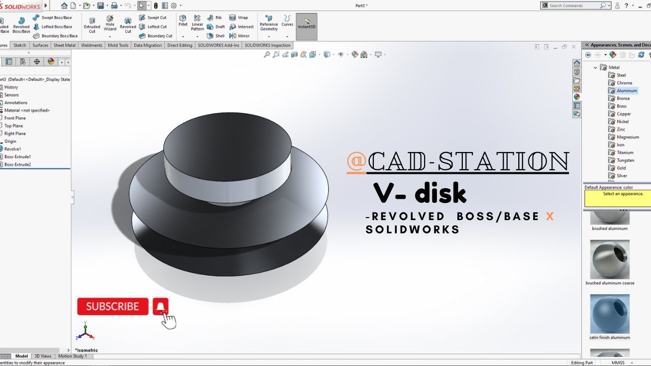 #howto use revolved boss/base || #solidworks - YouTube