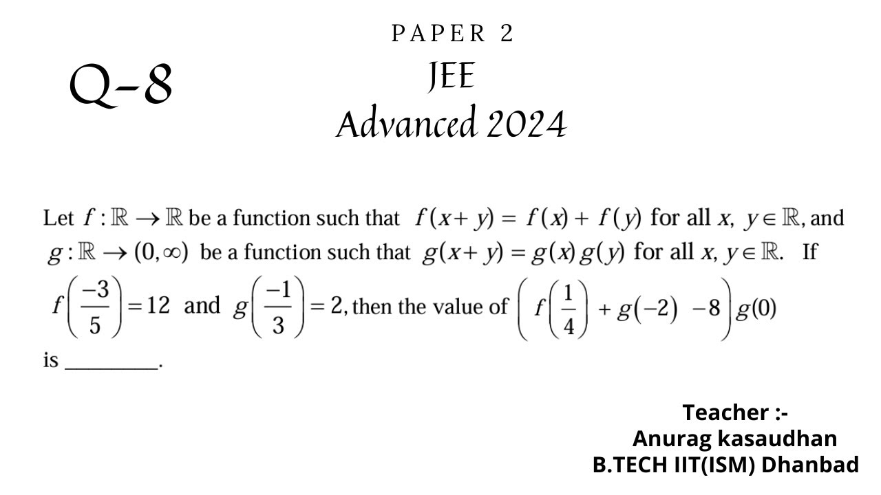 JEE Advanced 2024 Math Paper 2 (Q 8) solution | IIT JEE Maths | # ...