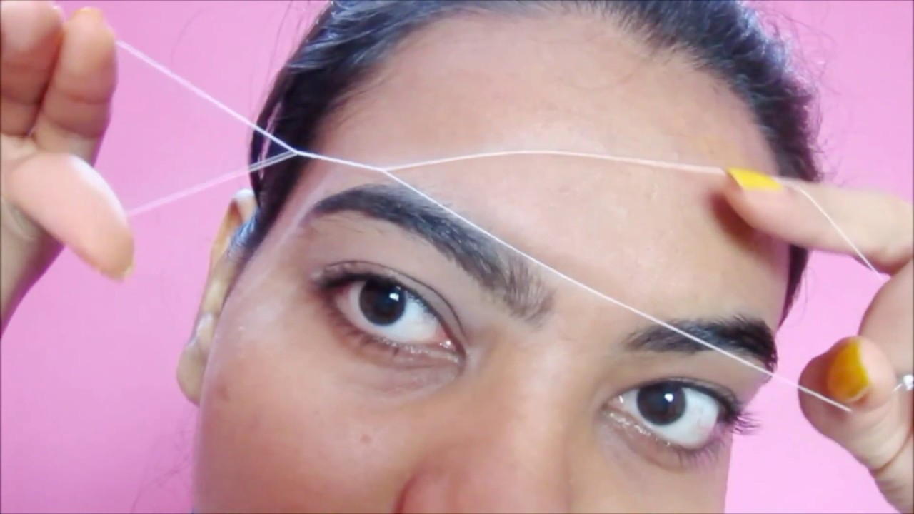Perfect eyebrow threading tutorial at home/Simple Easy Quick DIY eyebrow threading - YouTube