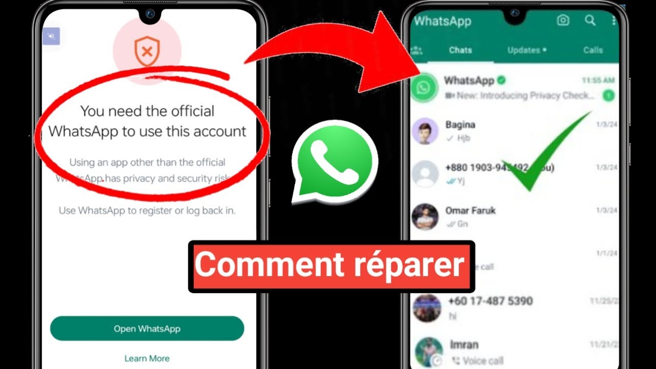 Comment résoudre le problème : vous avez besoin de WhatsApp officiel ...