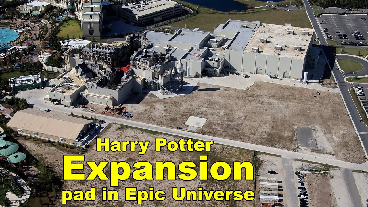 Aerial look at Harry Potter expansion pad in Epic Universe. - YouTube