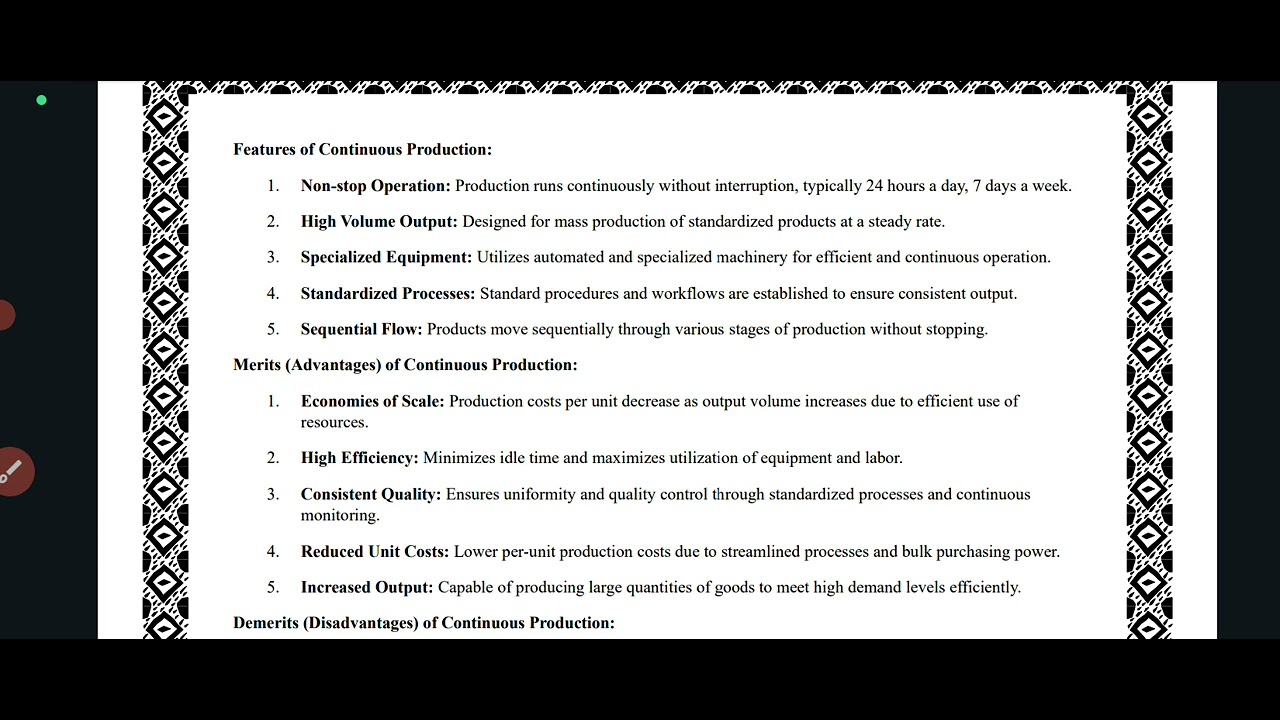continuous production. merits and demerits with industry example - YouTube