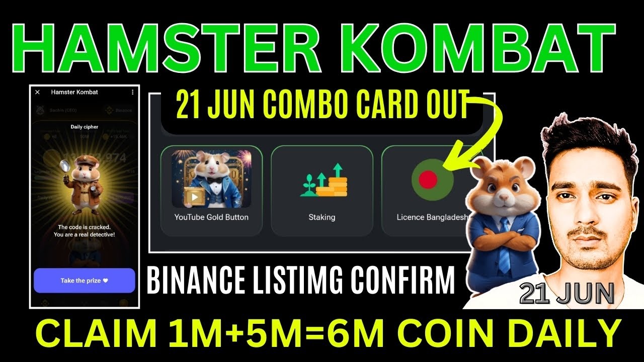 Hamster Kombat Daily Combo And Daily Cipher Today 5M Coins 21 June 2024 ...