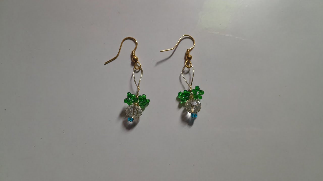 How to make handmade mini dangle beads earring?Easy |Simple|short video ...