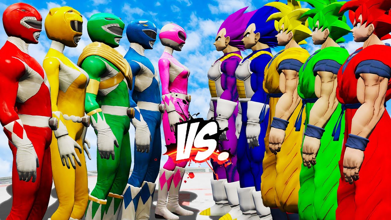 MIGHTY MORPHIN POWER RANGERS vs TEAM GOKU "Combined" VEGETA COLOR ...