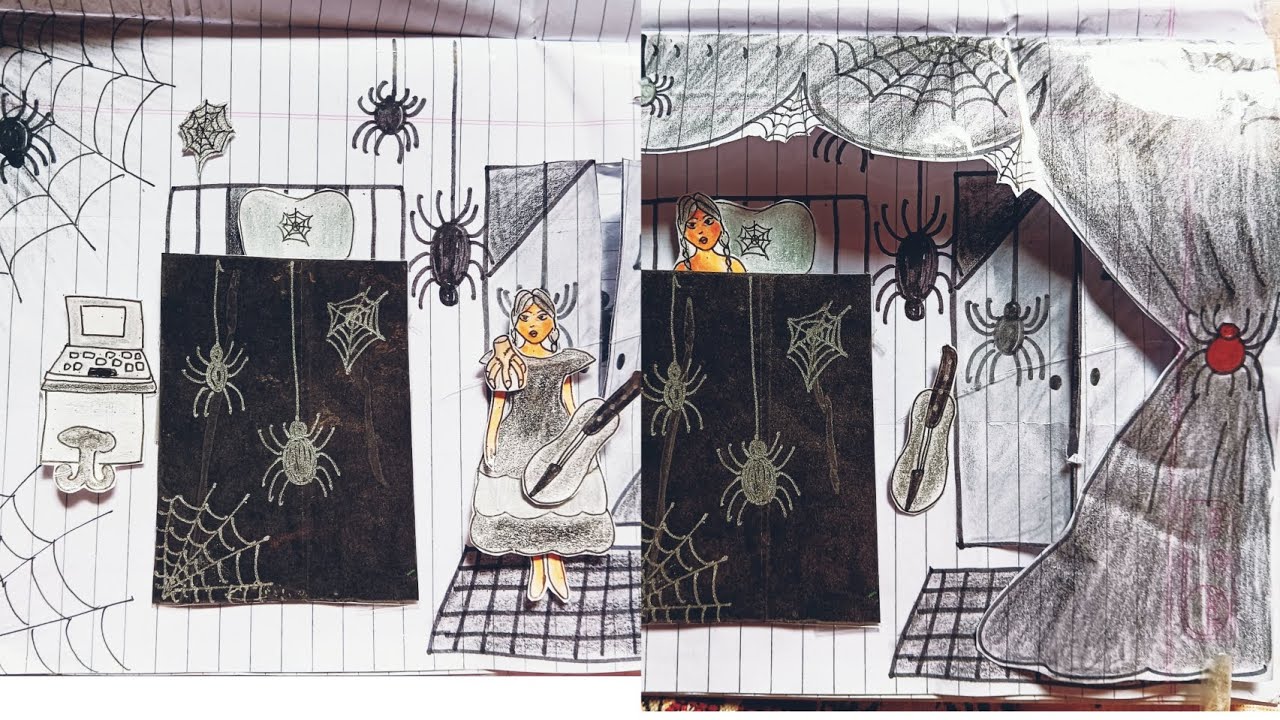 🕸diy paper🕸 Wednesday Addams room #diy #papercfaft #wednesdayaddams ...