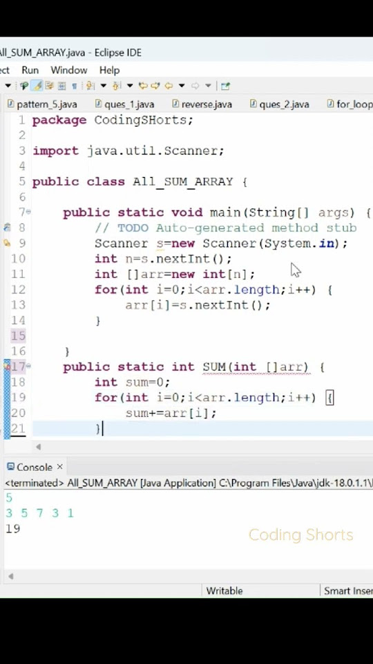 Core Java Sum Of An Array Finding Sum Of All Element Lecture 21 🔥 1391