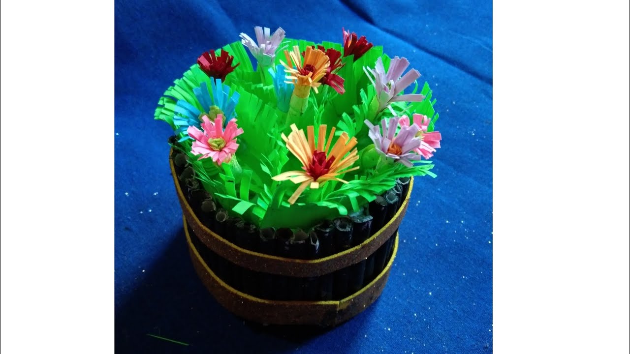 DIY Flower Pot Decoratibe Showpiece|| Paper Craft||Easy Home Decor ...