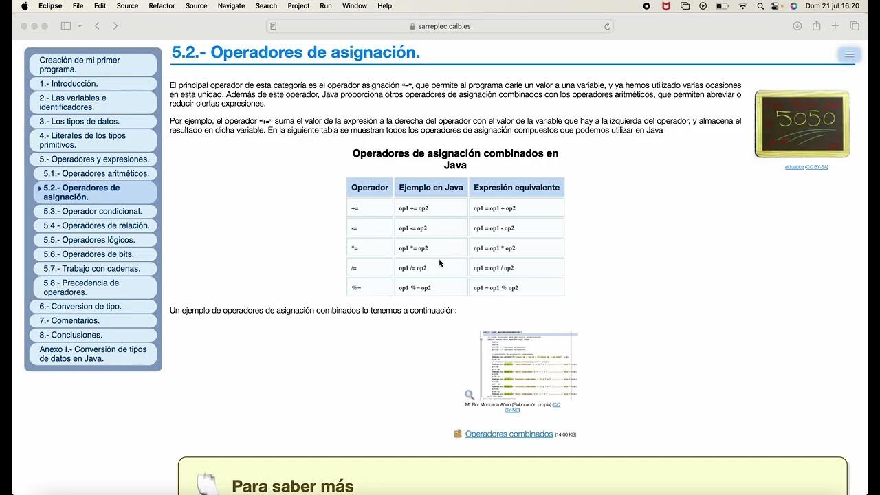 5.2. Operadores de Asignación. Prof. Ingeniero Informático Eduardo Rojo Sánchez - YouTube