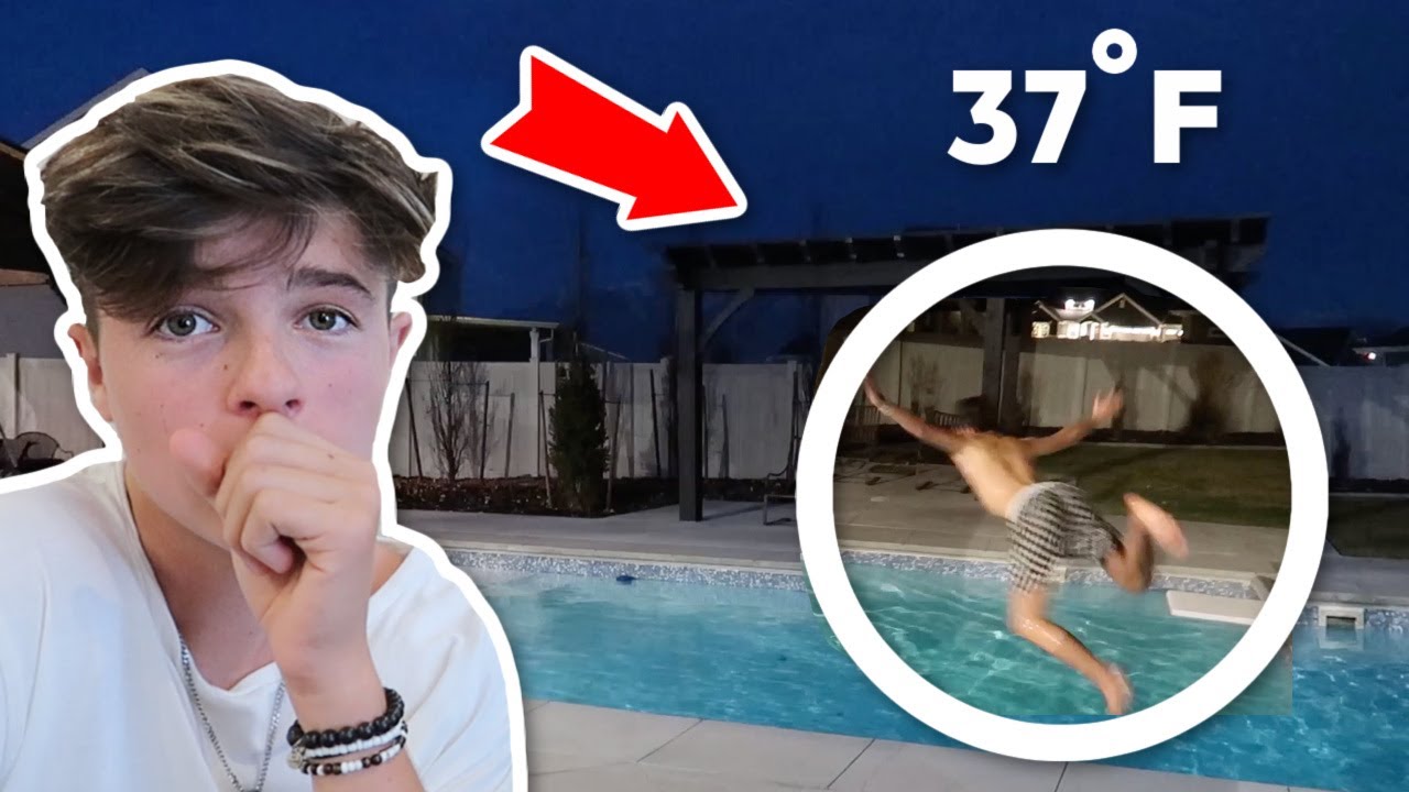 WE JUMPED INTO OUR FREEZING POOL! **INSANE** - YouTube
