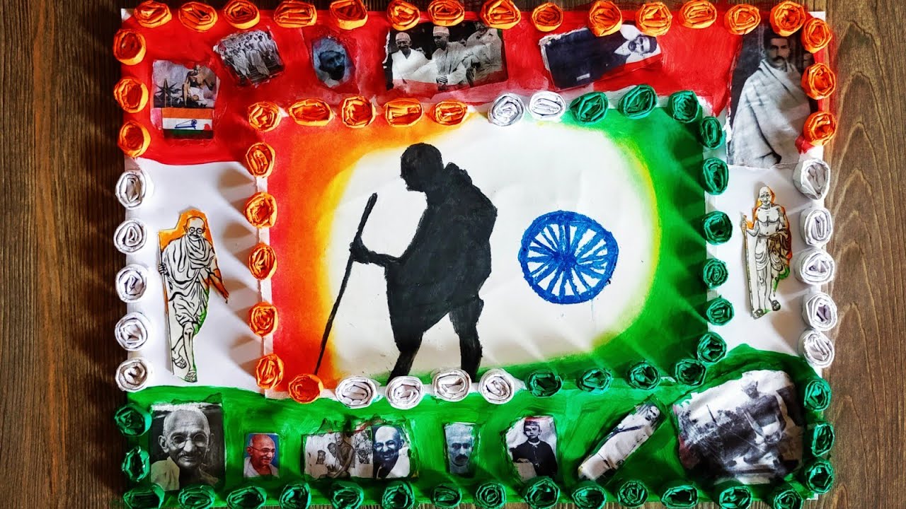 Collage Making Of Mahatma Gandhi | Gandhi Jayanti Collage Making ...
