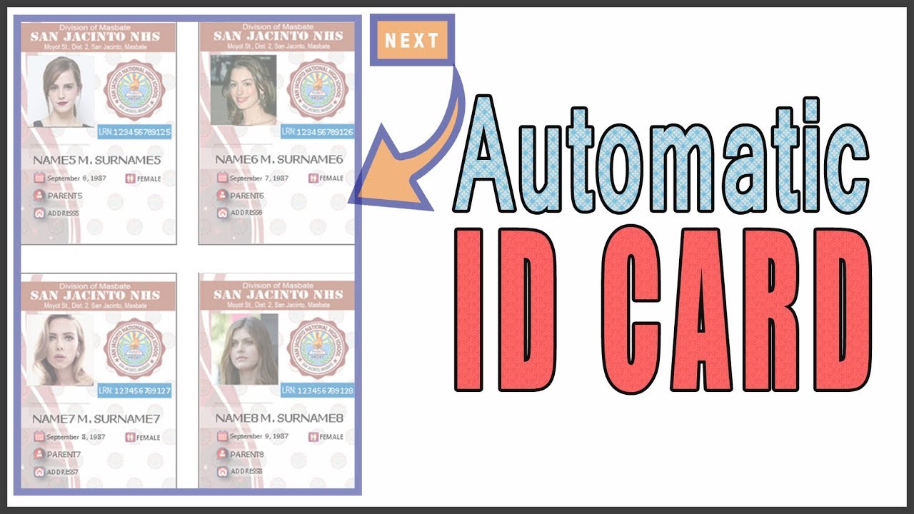 Automatic ID Cards In Excel Part 2 4 ID Cards In One Lookup value Automatic ID Cards In Excel Part 2 4 ID Cards In One Lookup value