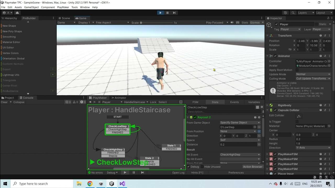Rigidbody character controller stairs using Playmaker - YouTube