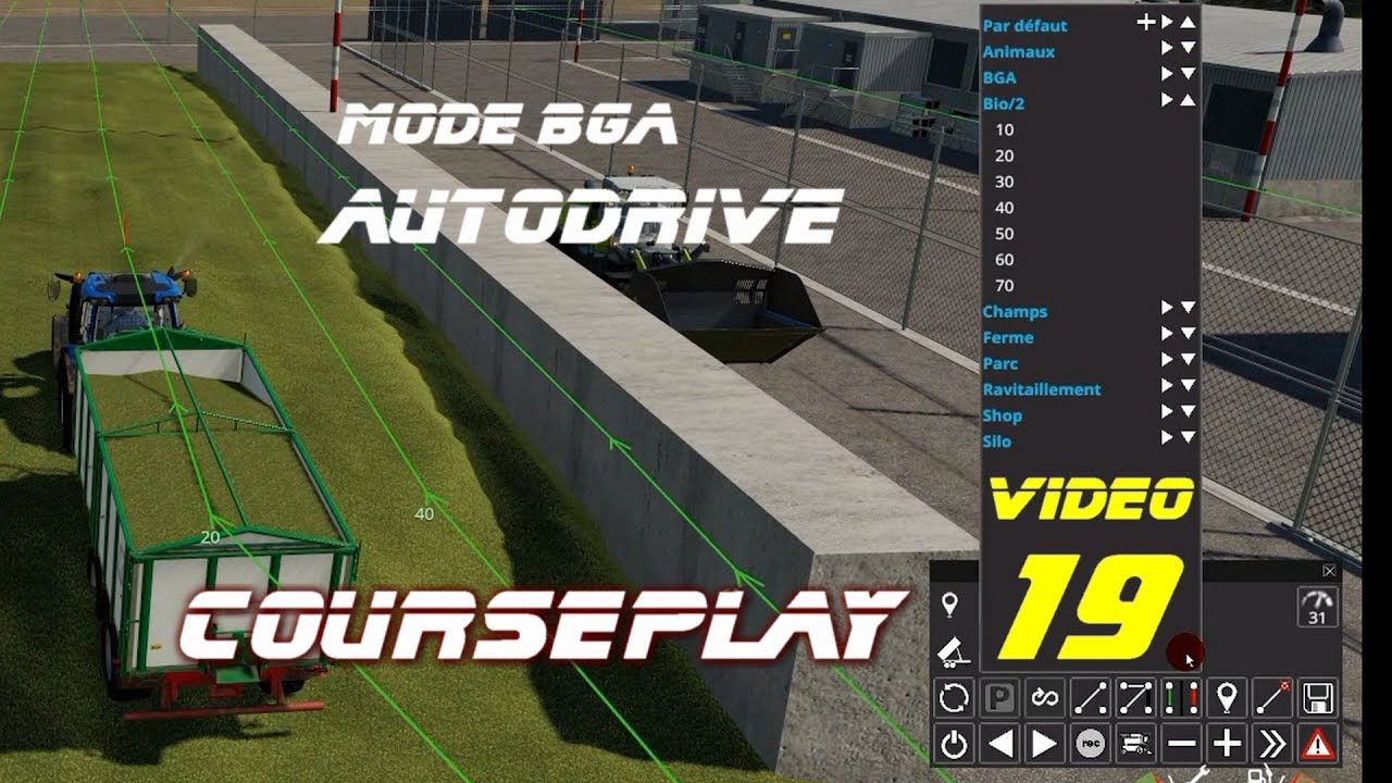 Courseplay-Autodrive FS 19 Vidéo Mode BGA Suivre ensileuse - YouTube