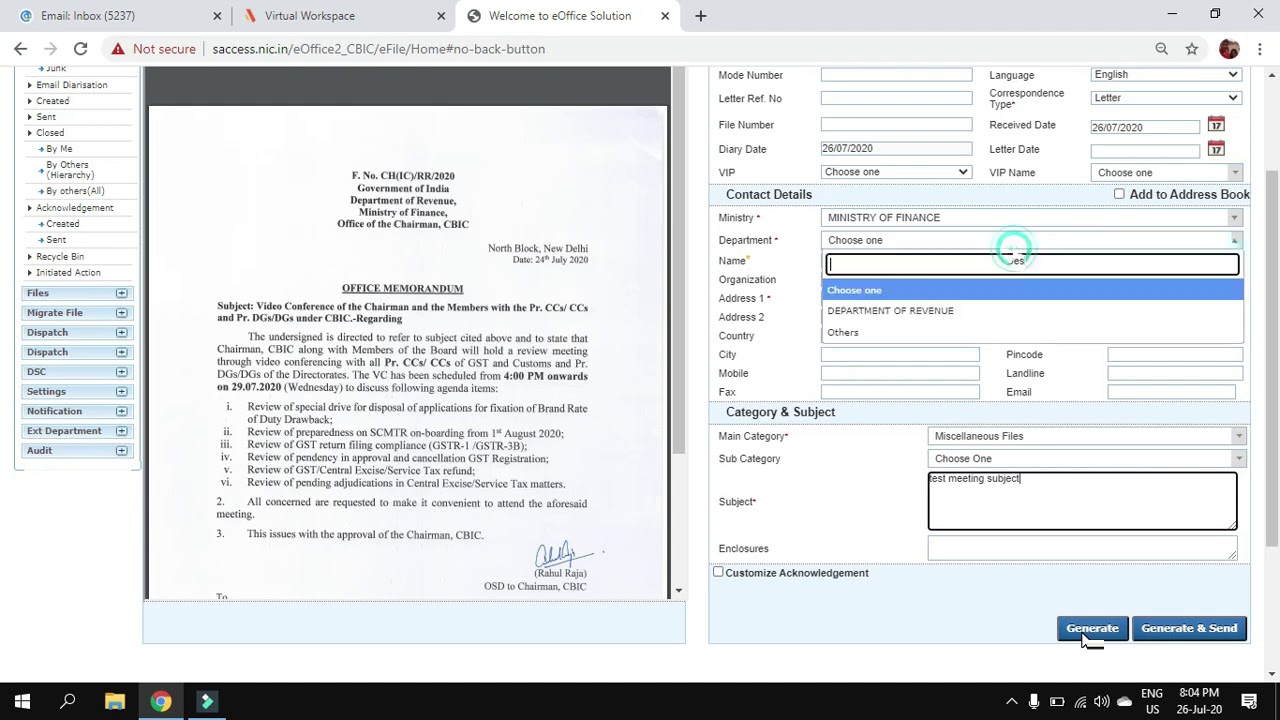 Role of Assistant in eOffice - YouTube