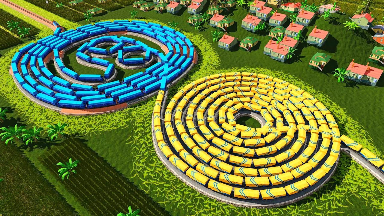 Unique Extreme Double Spiral Railway Track Twisting & Oval🚦Rotating And ...