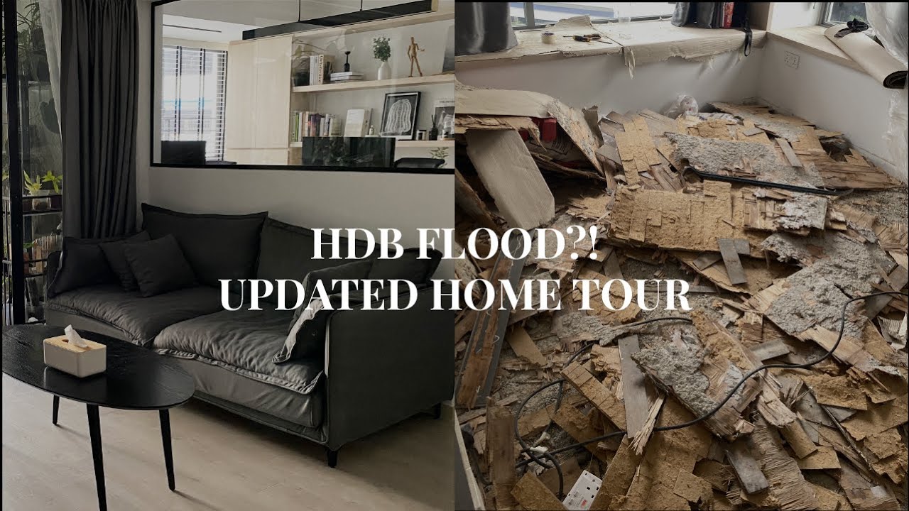 OUR HDB WAS FLOODED?! | Updated Minimalist Japandi 4-Room HDB Home Tour ...