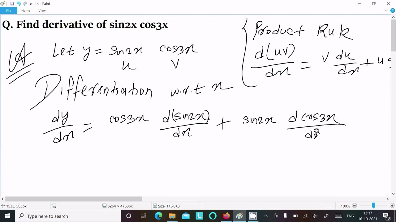 Differentiate Sin2x Cos3x YouTube Differentiate Sin2x Cos3x YouTube