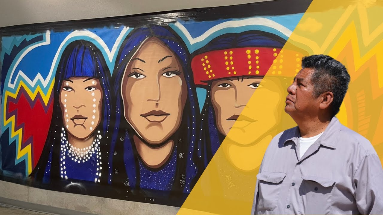 Time-lapse of Apache Artist Douglas Miles painting his mural - YouTube