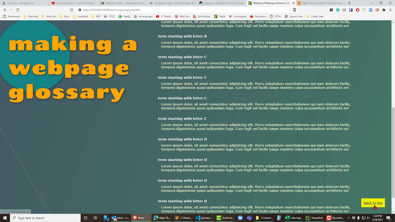 Create A Webpage Glossary Or Faq With The Dl Dt And Dd Html Elements Part 2 Youtube