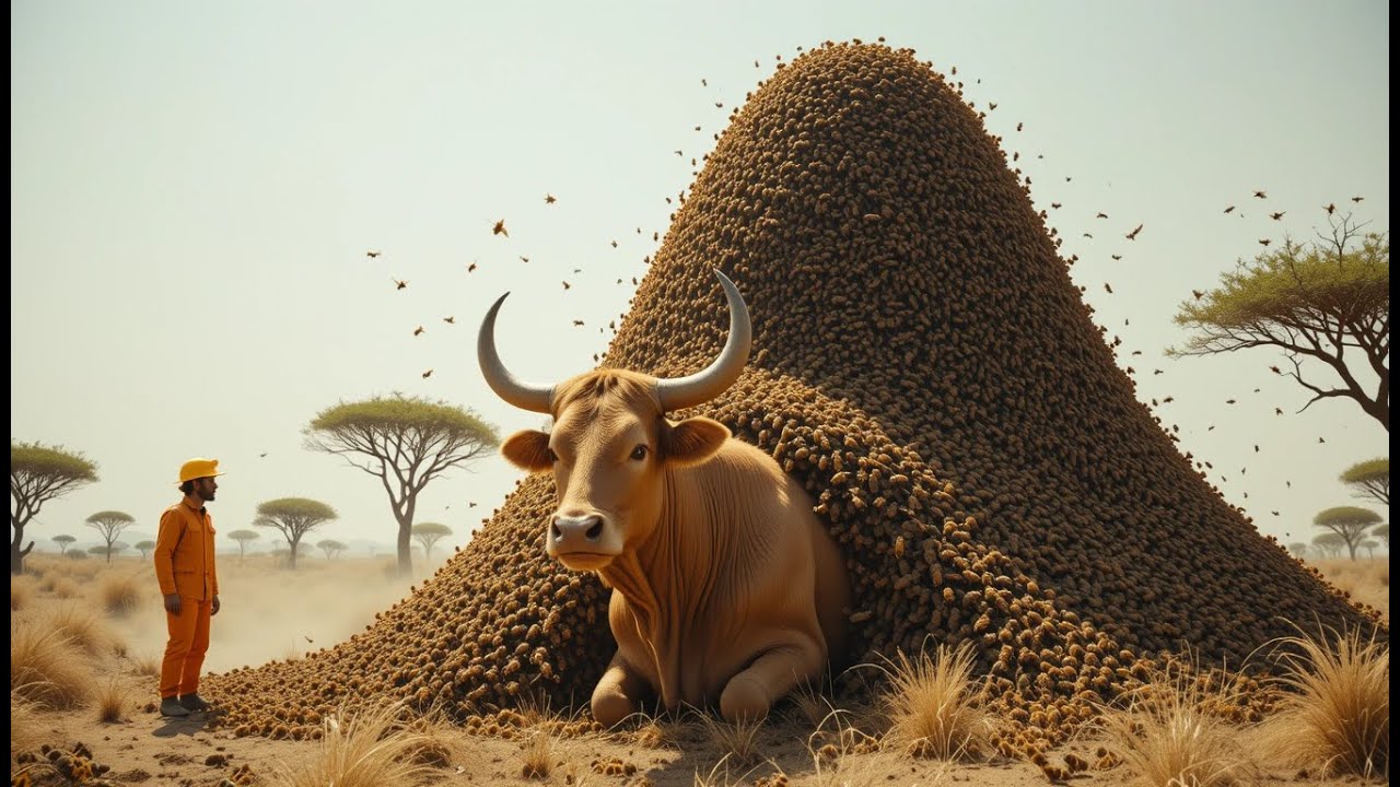 💀 Horror in the Savannah: Cow Engulfed by Living Swarm — Rescue ...