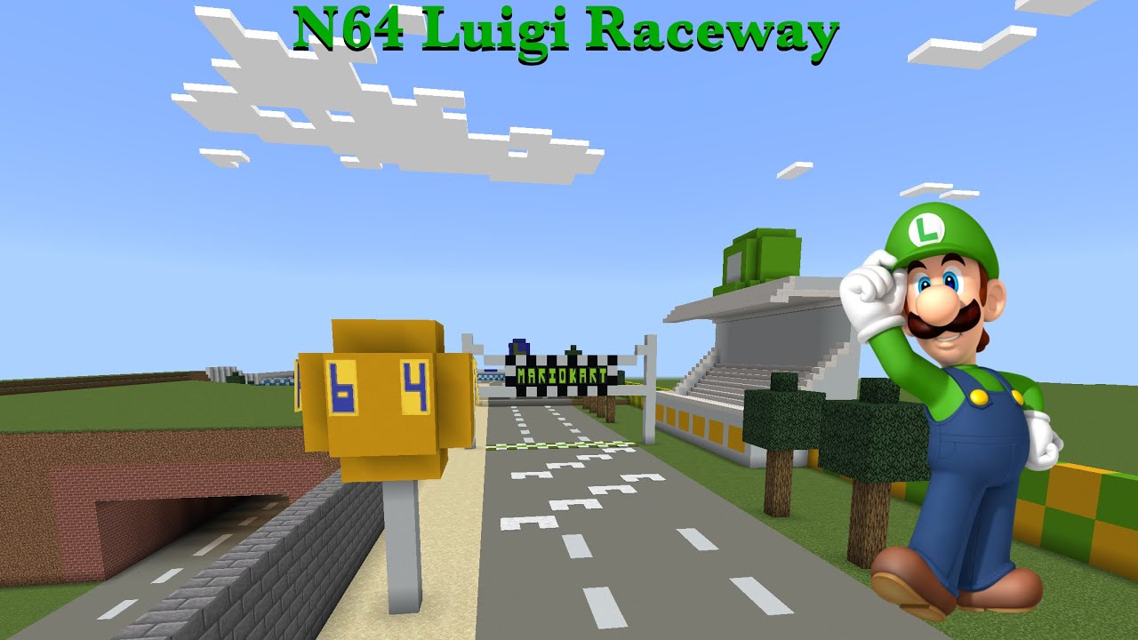 N64 Luigi Raceway Minecraft Mario Kart - YouTube