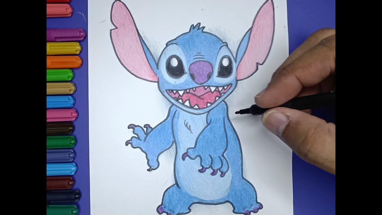 how to draw stitch - step by step - FUNNY DRAWS - - YouTube