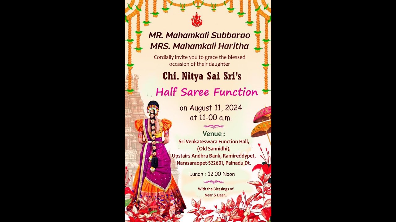 Nitya sai Half Saree Ceremony - YouTube