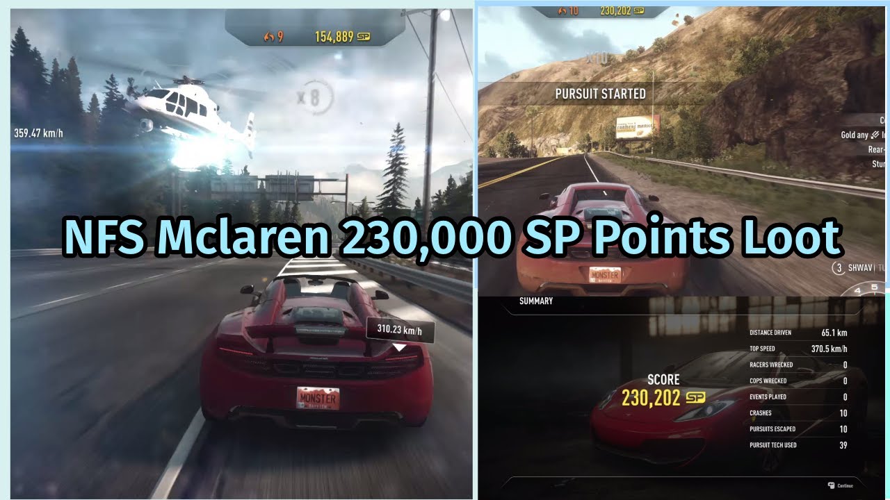 NFS McLaren 12C Spider Escape with 230,000 SP Points & Chopper Chase in ...