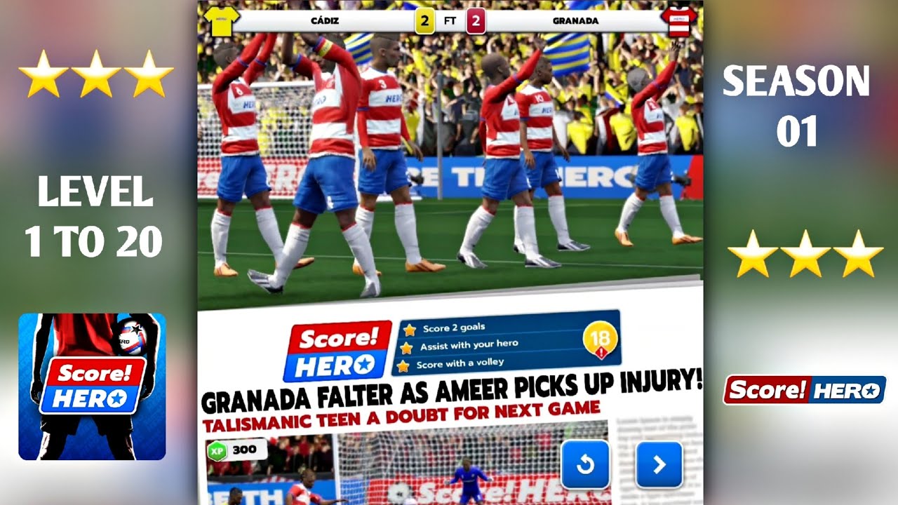 Score! Hero - Soccer Games | Season 01 | Level 1 to 20 | 3 Stars - All ...