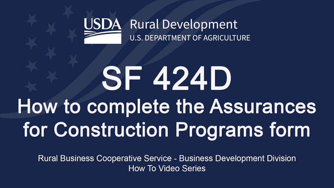 SF 424 D - How to complete Assurances for Construction Programs form ...