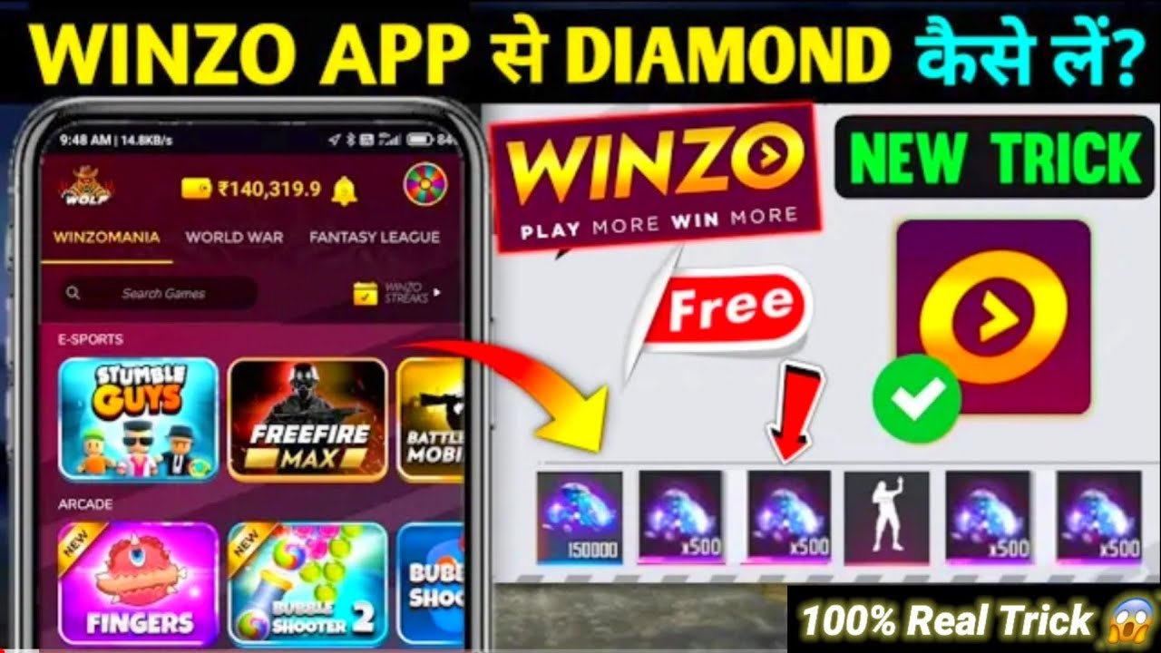 How to Use Winzo app New Trick | Winzo app se Diamond kaise le Free ...