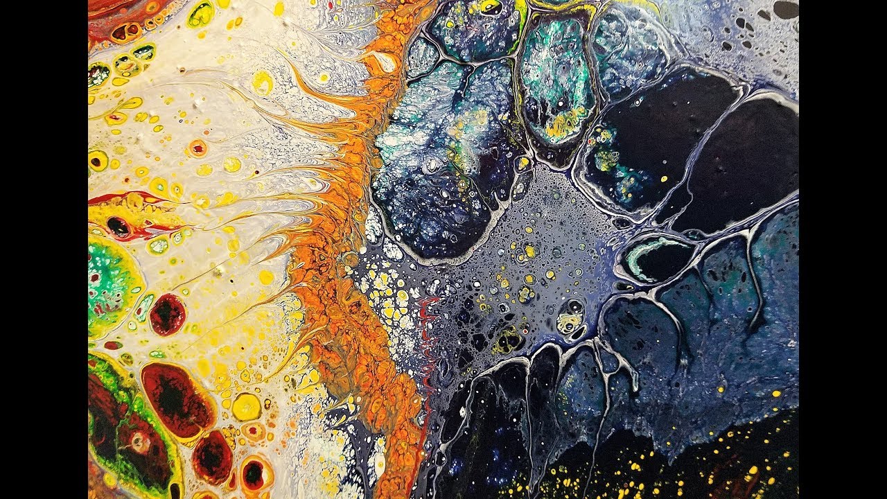 PAINT POUR WITH HUGe CeLlS FLUID ACRYLICS - YouTube