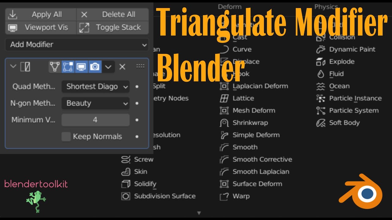 Blender , модификатор Triangulate со всеми настройками - YouTube